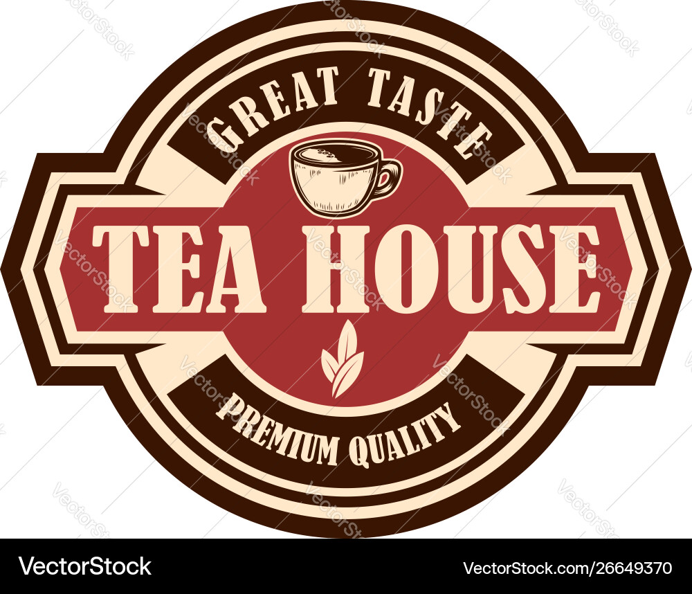 Tea shop emblem template design element for logo Vector Image