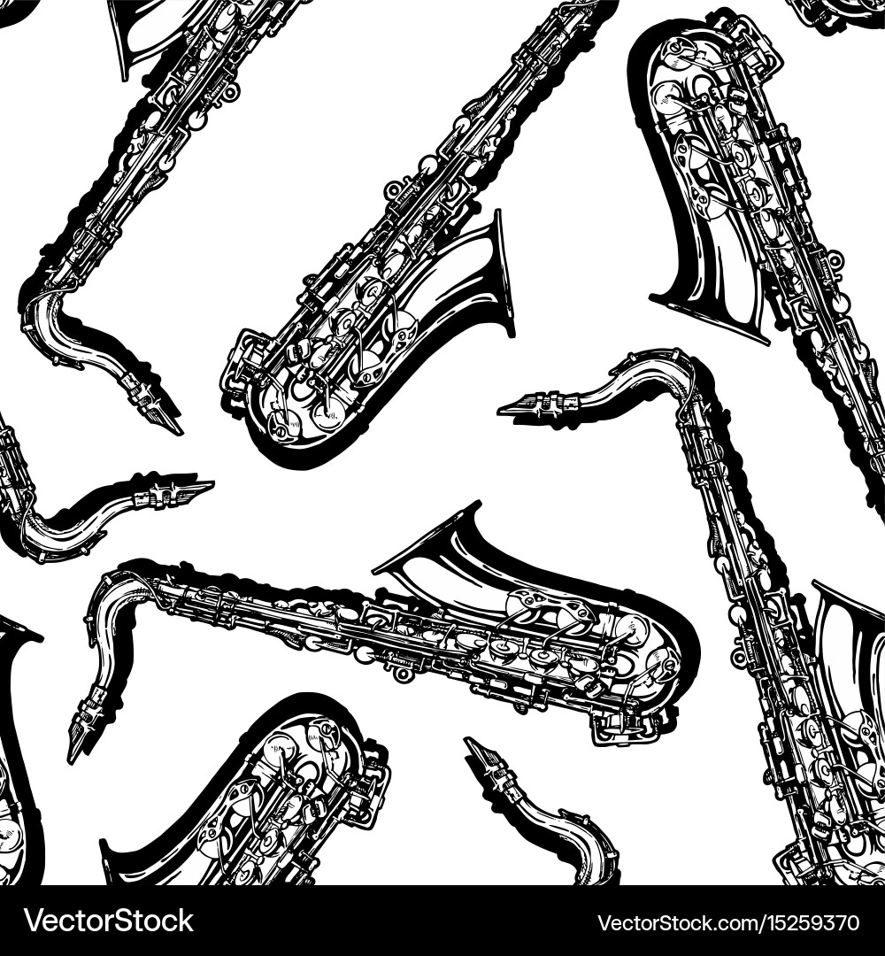 Vintage Saxophone Pattern Royalty Free Vector Image