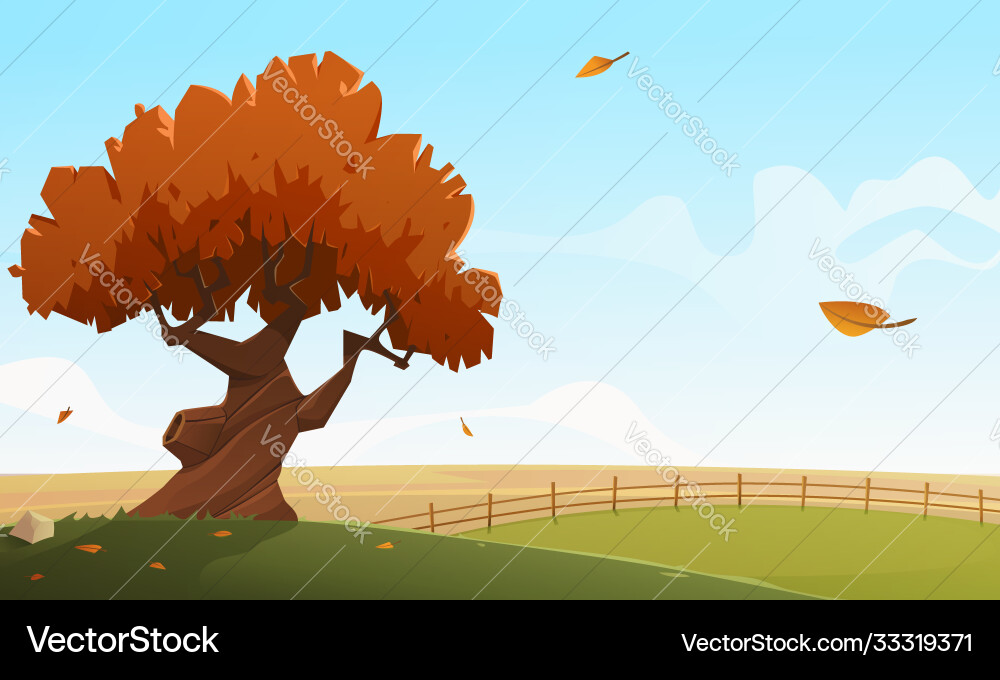 Cartoon autumn landscape Royalty Free Vector Image