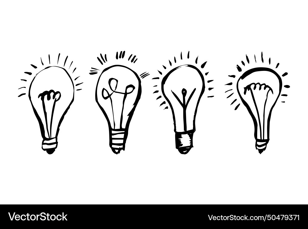 Conceptual spark hand-drawn doodles of light Vector Image