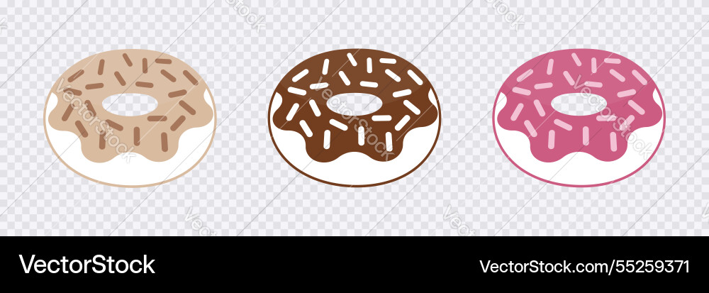 Donut or doughnut icon set with different flavors Vector Image