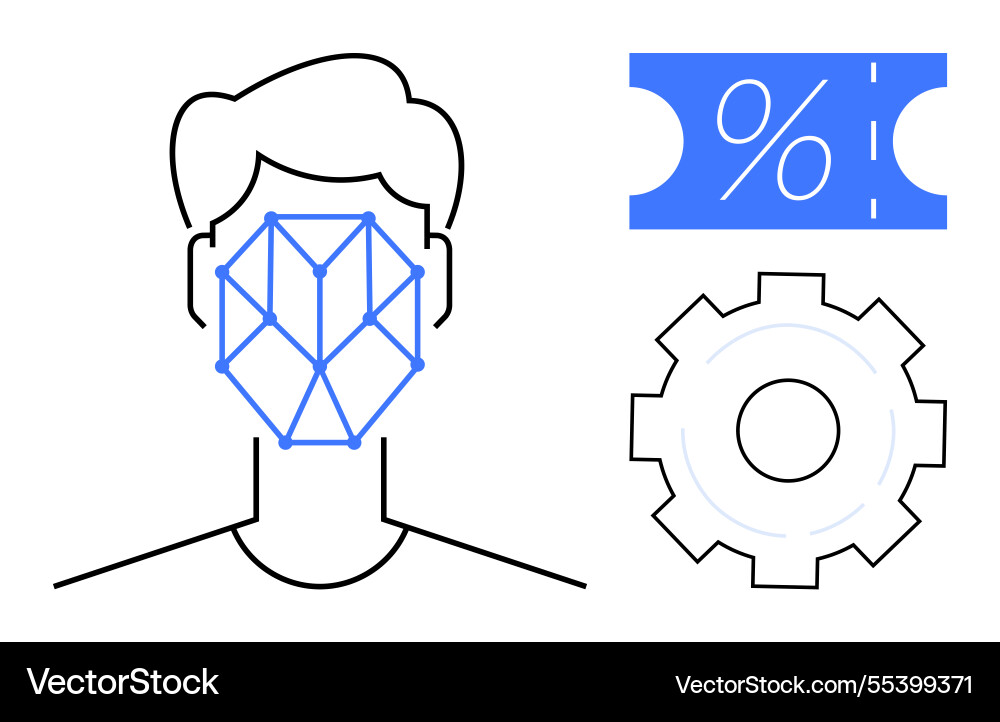 Facial recognition technology represented Vector Image