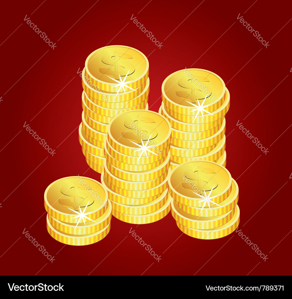 Golden coins Royalty Free Vector Image - VectorStock