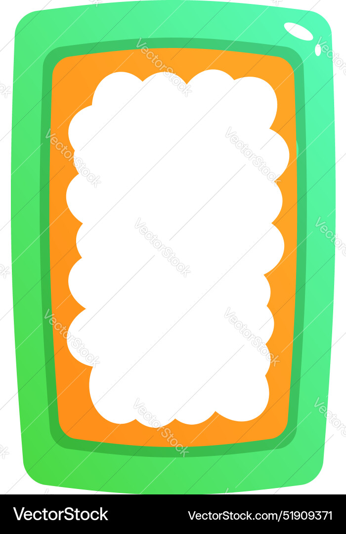 Green rounded rectangle banner with orange frame Vector Image