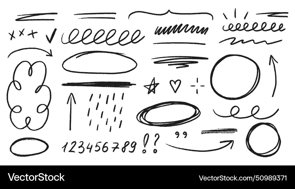 Hand drawn pencil scribbles and elements Vector Image
