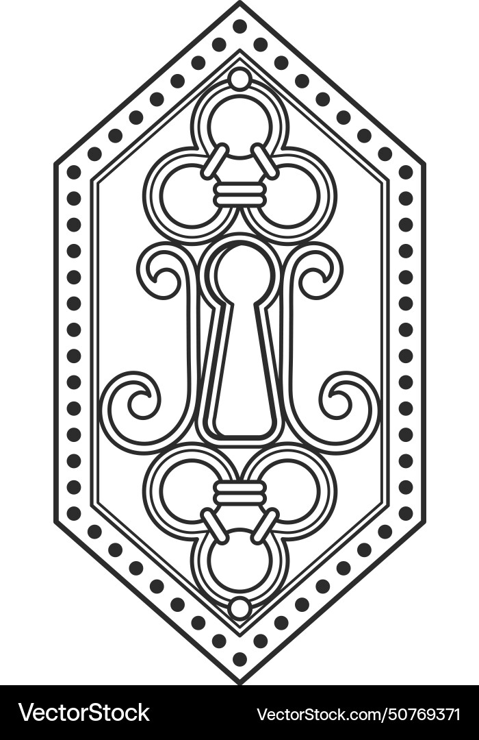 Medieval keyhole ornament treasure chest lock Vector Image
