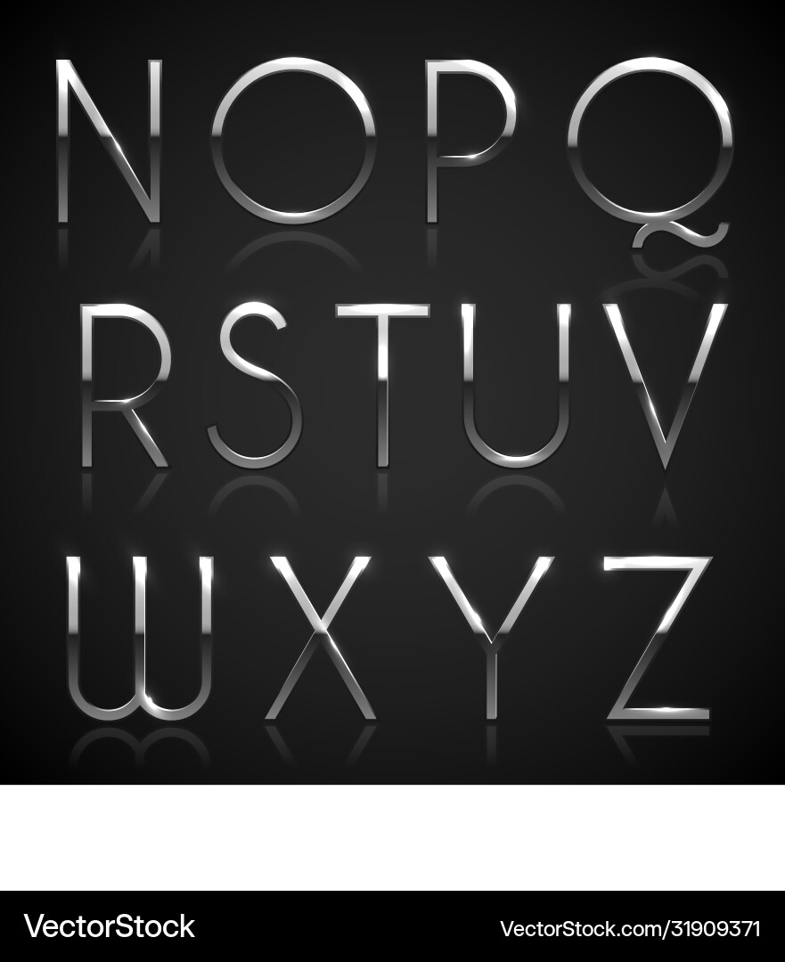 Metallic silver alphabet letters collection Vector Image
