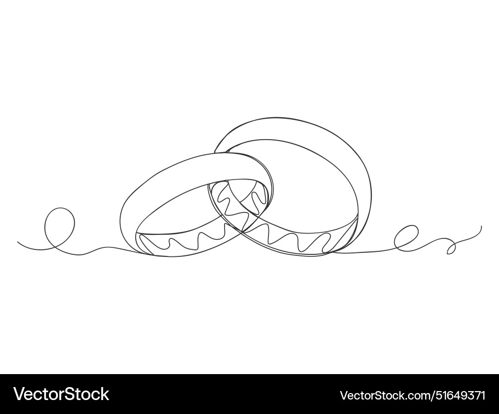 One continuous line art drawing of wedding rings Vector Image