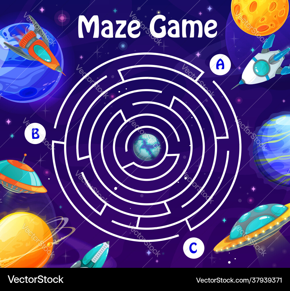 Space labyrinth maze in galaxy boardgame Vector Image