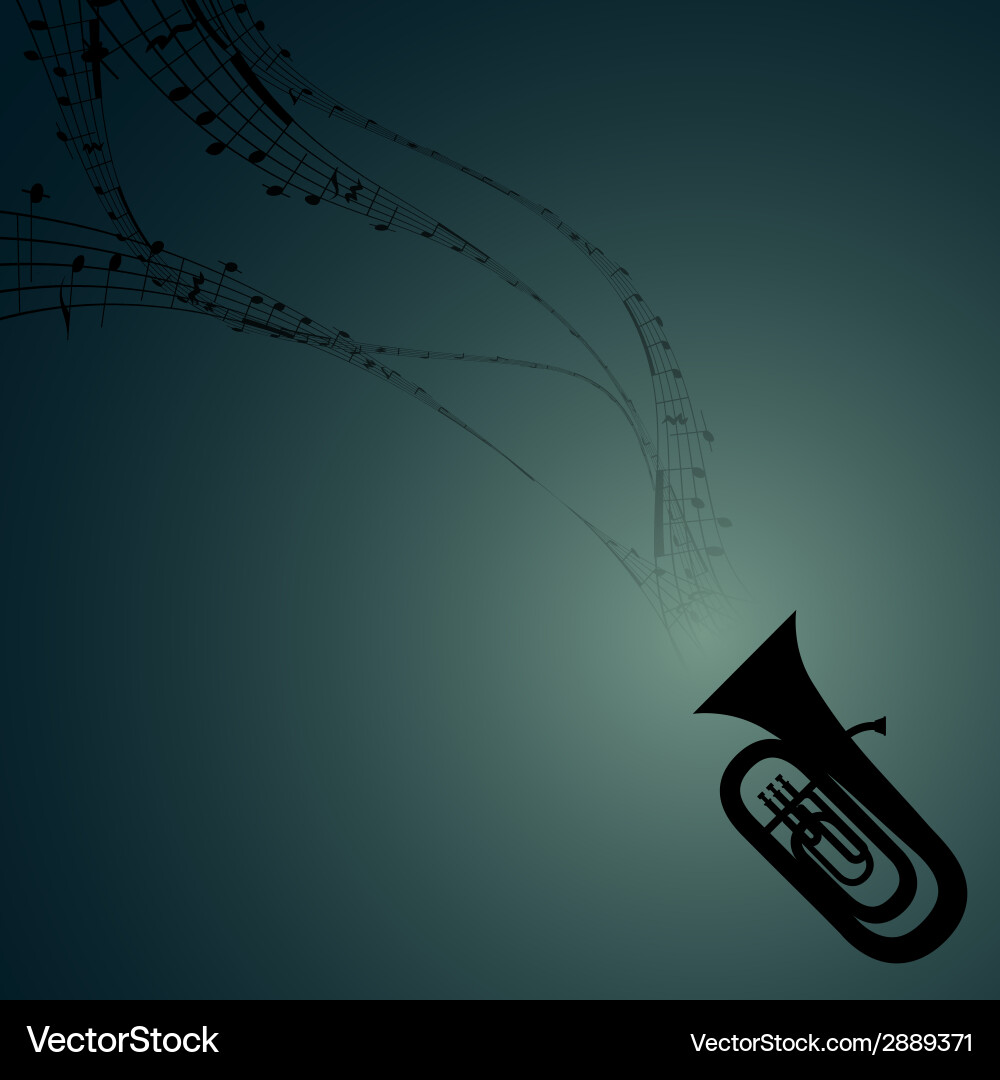 Tuba with musical symbols Royalty Free Vector Image