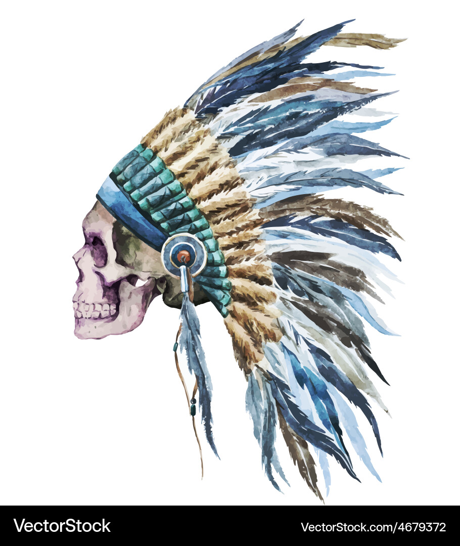 American native hat and skull Royalty Free Vector Image