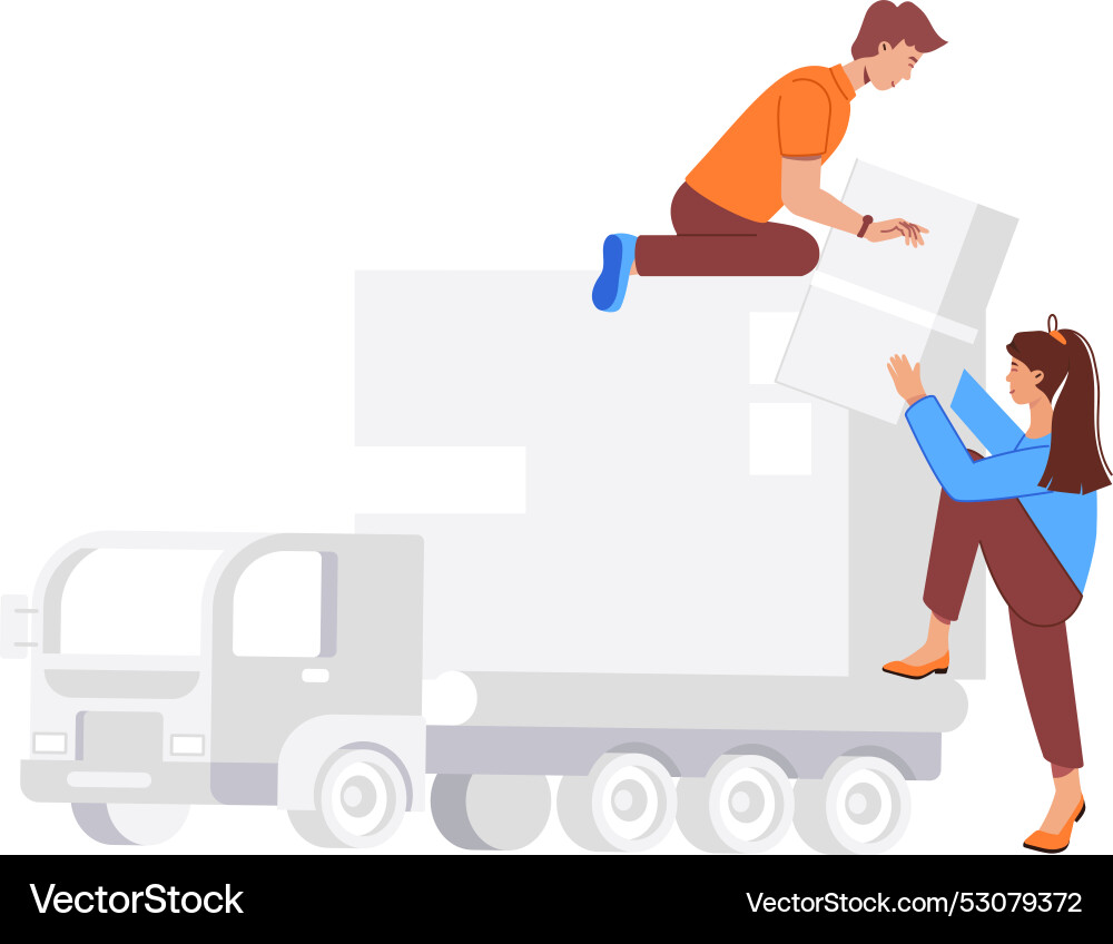 Basic rgbpeople loading truck for cargo delivery Vector Image