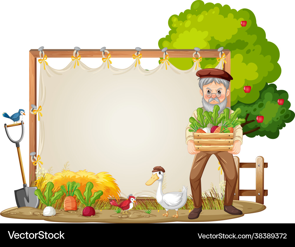 Canvas frame template in garden scene Royalty Free Vector