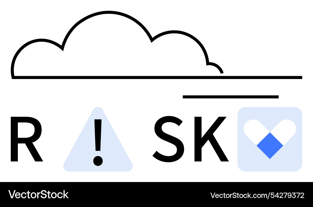Cloud mit Risikowarnzeichen bestehend aus rsk Vektorbild