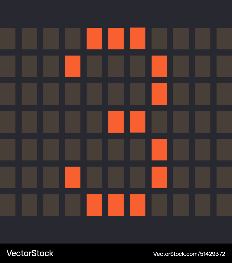 Digital number 3 led orange color and a dark Vector Image