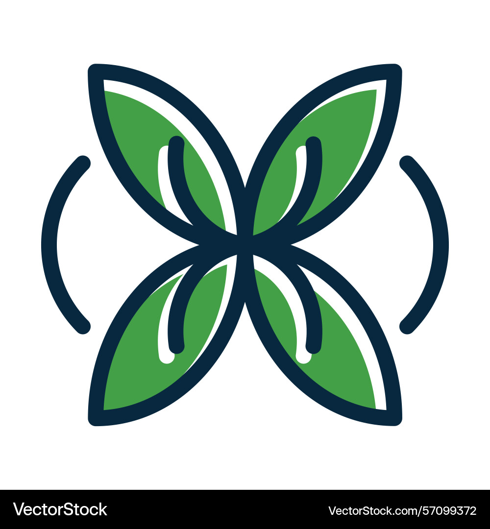 Leaf fluttering in wind thick line filled dark Vector Image