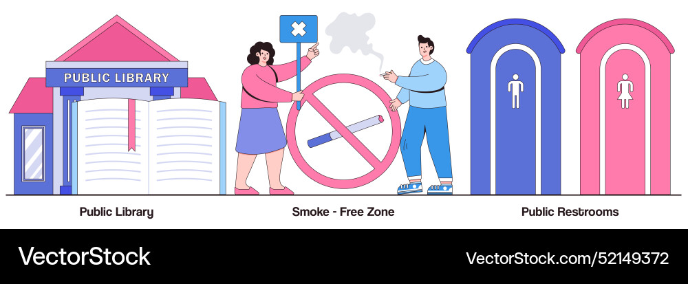 Smoke-free zone public library and restroom Vector Image
