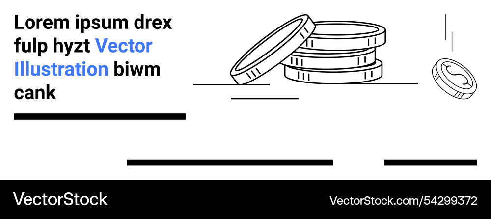 Stack of coins with falling coin and placeholder Vector Image