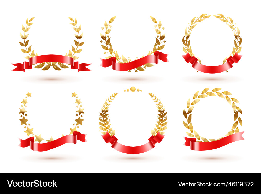Stars ribbon awards set Royalty Free Vector Image
