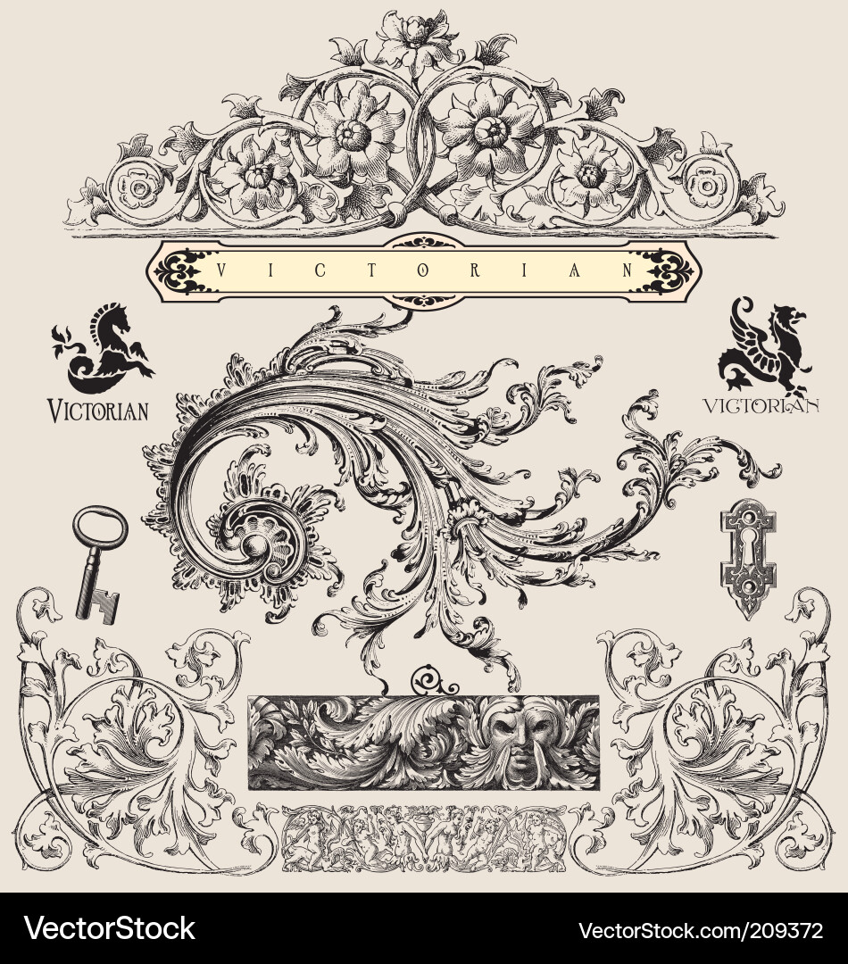 Victorian Vector Vectors Stock Modern Victorian Pattern Illustrations