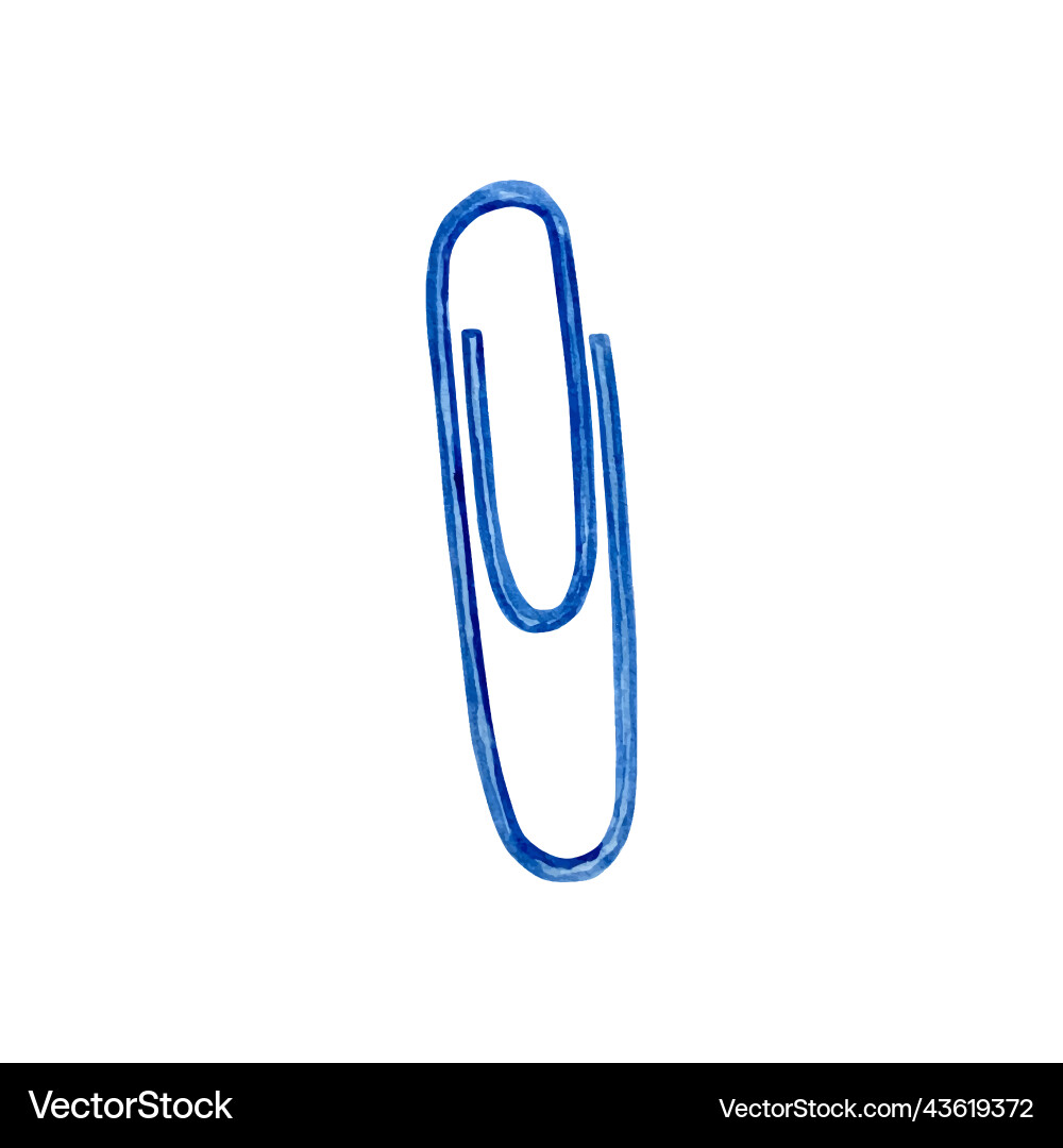 Watercolor blue paper clip Royalty Free Vector Image
