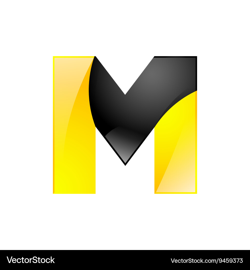 Creative yellow and black symbol letter m for your