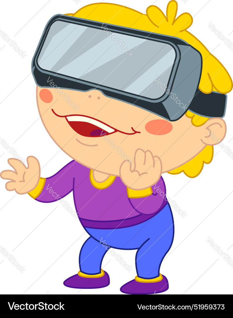 Excited child experiencing virtual reality Vector Image