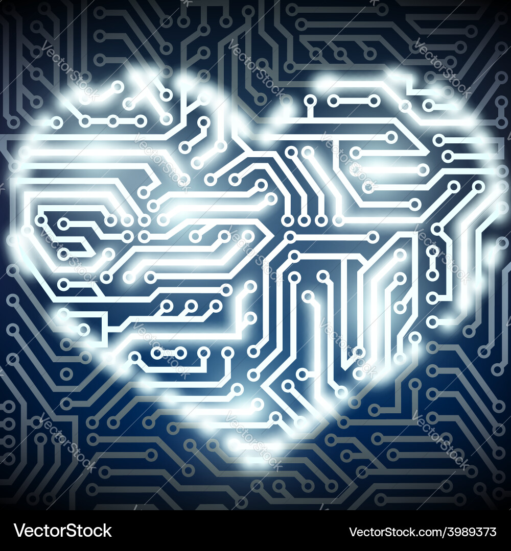 Human heart with the circuit board inside Vector Image