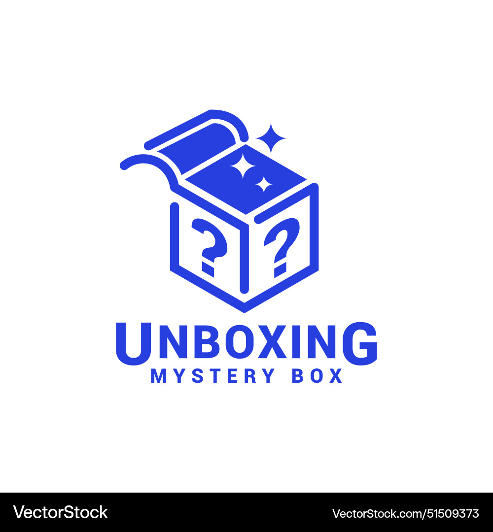 Mystery box with line art style logo design Vector Image