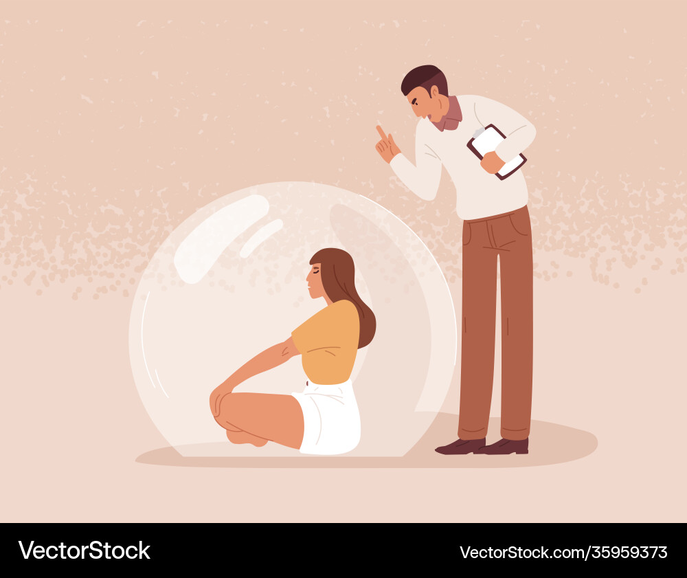 Person avoiding conflict and ignoring shouting man