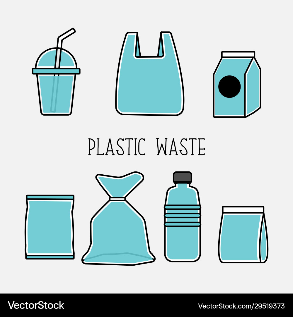 Plastic waste cartoon Royalty Free Vector Image