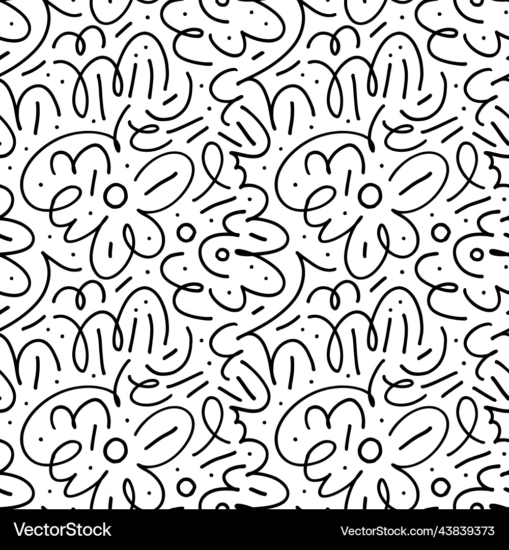 Seamless pattern with thin organic curved lines Vector Image