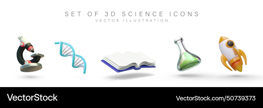 Set of 3d science icons on white background Vector Image