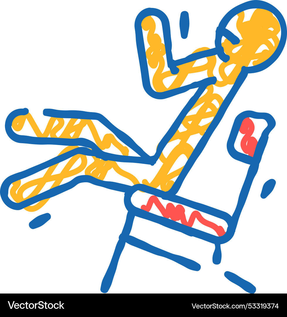 Broken chair man accident icon doodle Royalty Free Vector