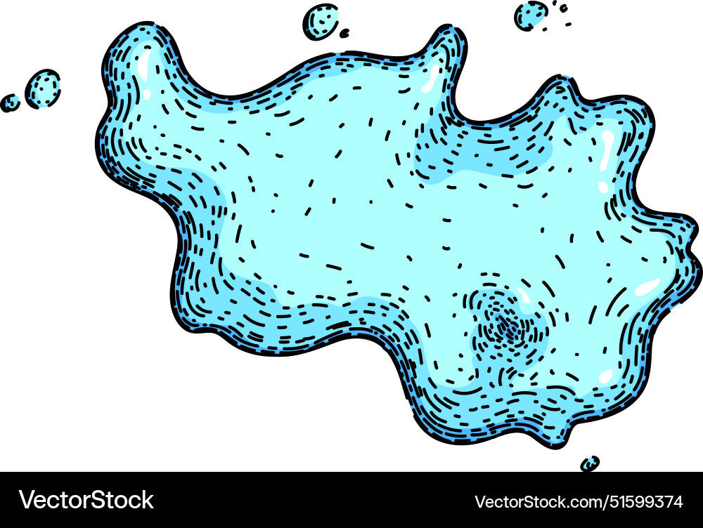 Drop water puddle sketch hand drawn Royalty Free Vector
