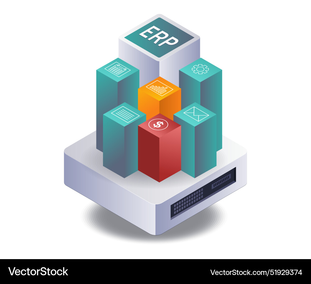Erp Database Server Networks In Business Vector Image