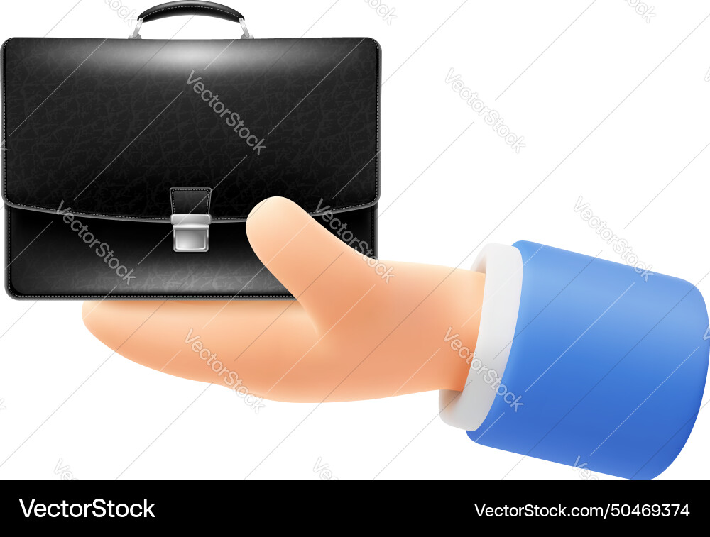 Hand holds black briefcase Royalty Free Vector Image