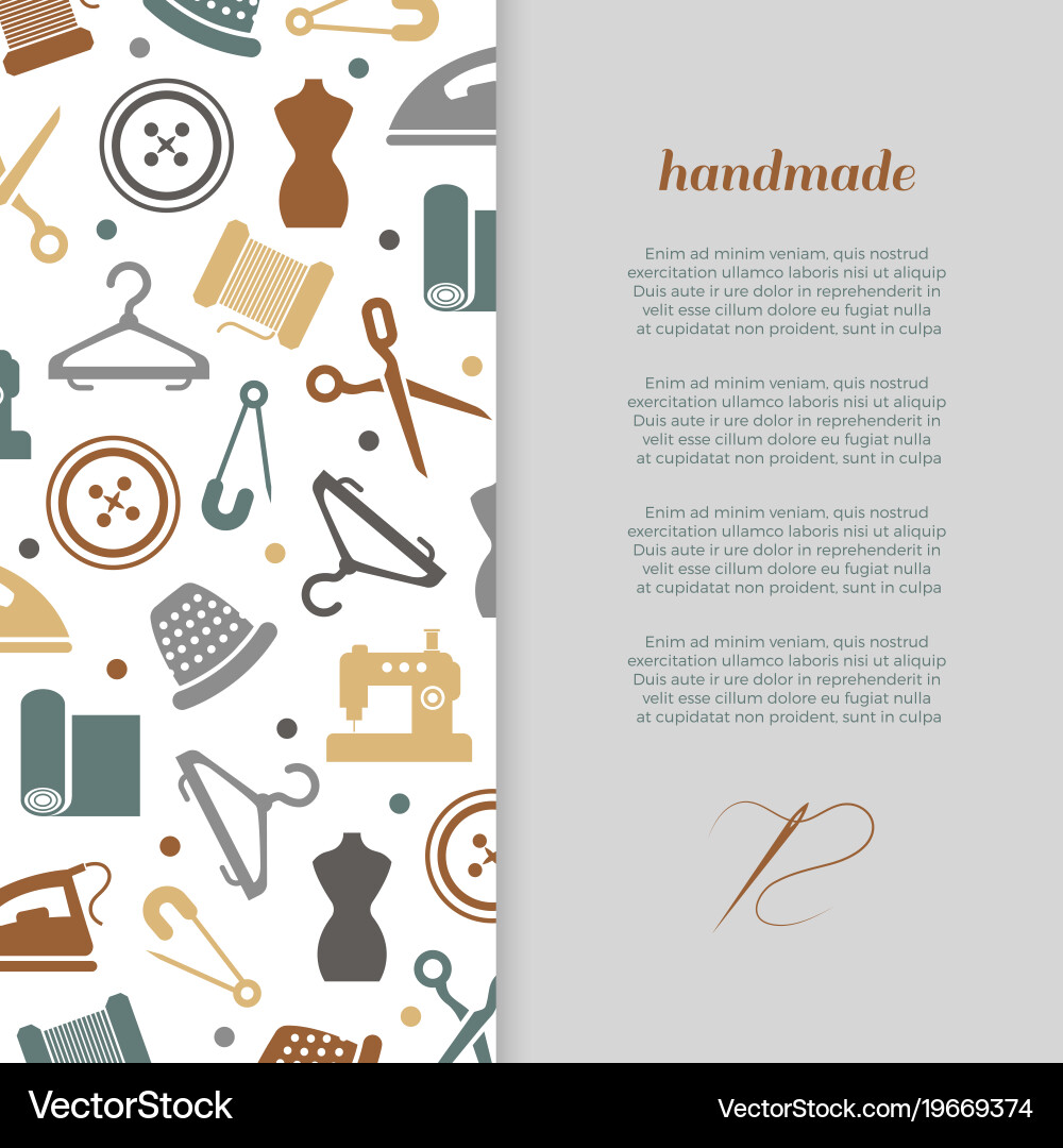 Handmade handcraft sewing banner design Royalty Free Vector