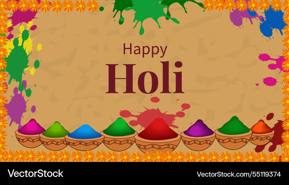 Happy holi colors and powder Royalty Free Vector Image