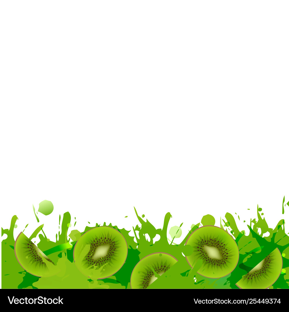 Kiwi fruits border with blob Royalty Free Vector Image