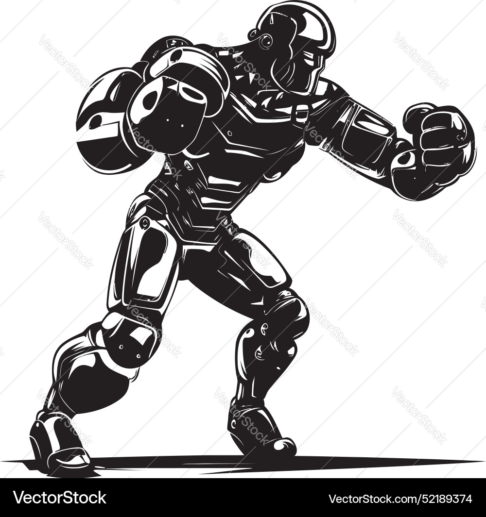 Mechanical gladiator robot boxer black icon steel Vector Image