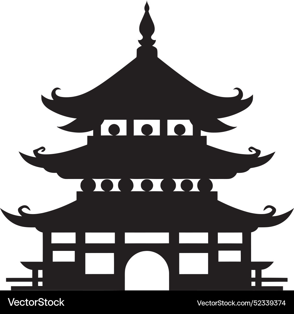 Monochromatic marvels temple setsilent shadows Vector Image
