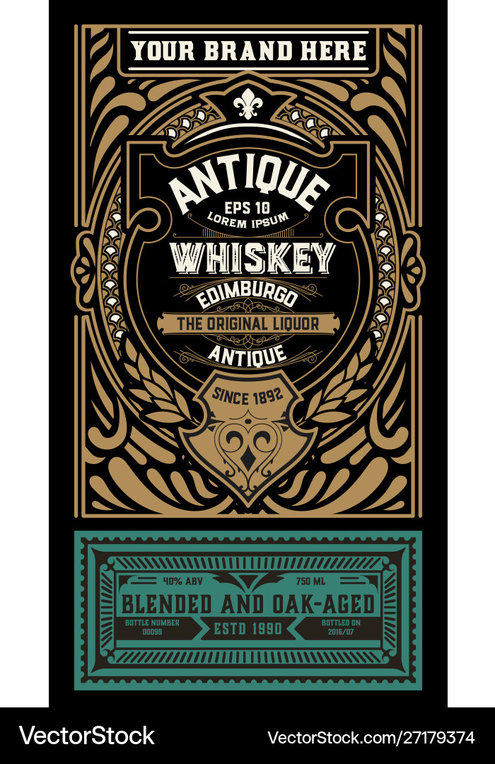 Old label design for whiskey and wine Royalty Free Vector