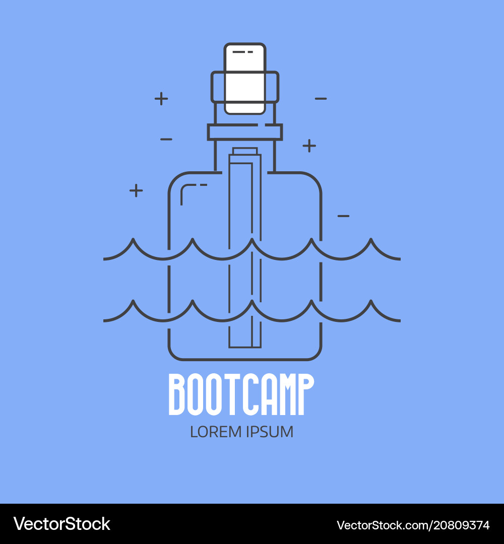 Sommer Strand Bootcamp Logo Lizenzfreies Vektorbild