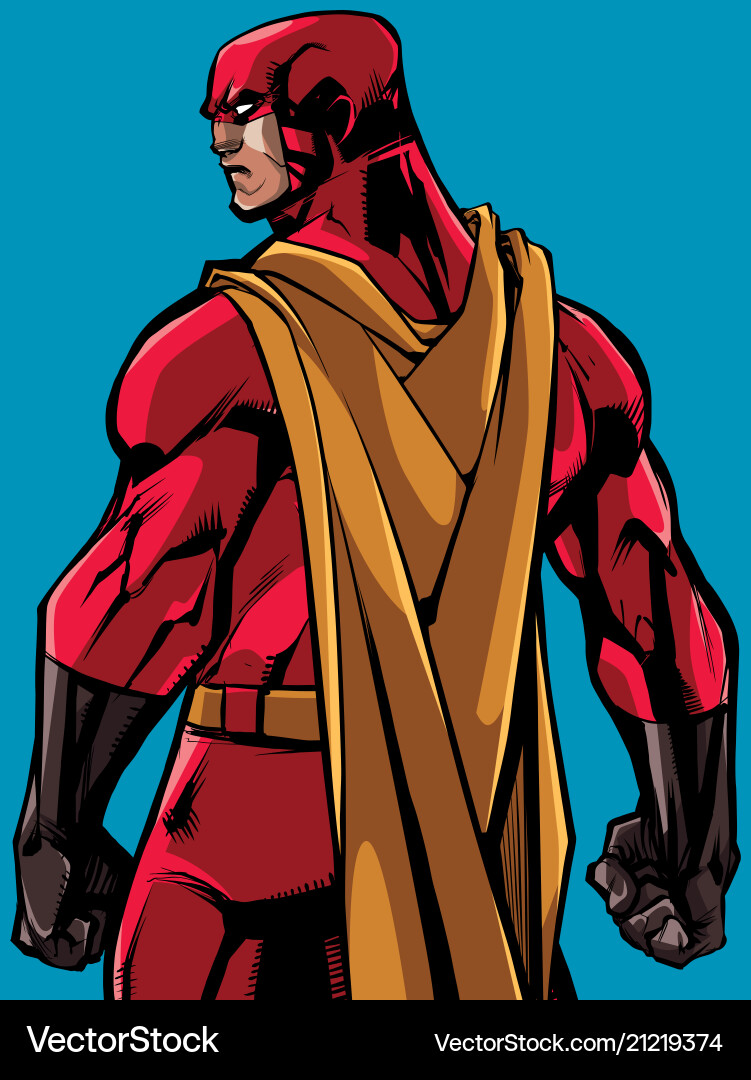 Superhero back battle mode Royalty Free Vector Image