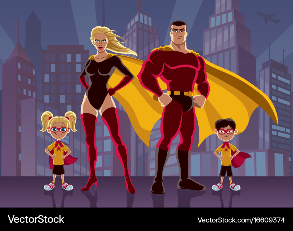 Superhero family 2 Royalty Free Vector Image - VectorStock