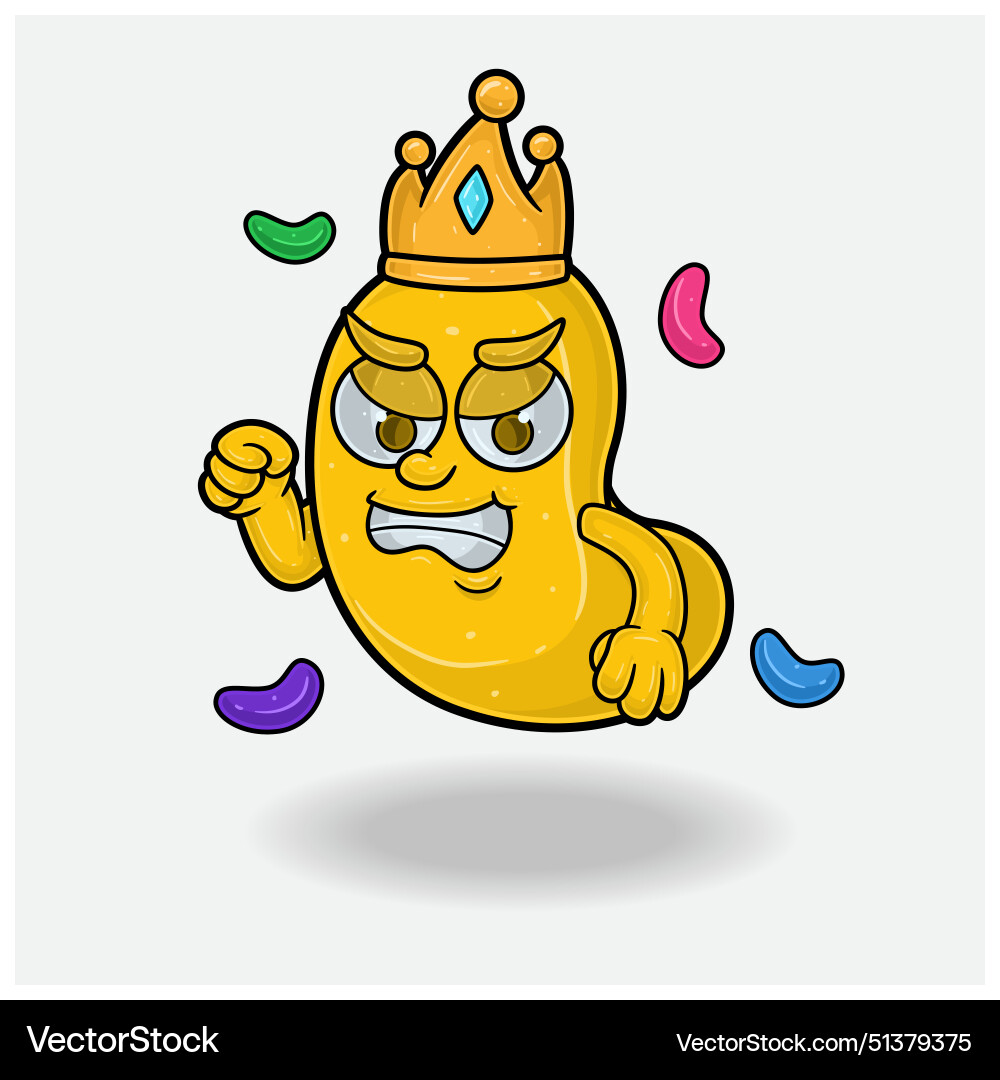 Bean candy mascot cartoon with angry expression Vector Image