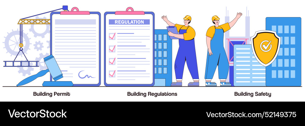 Building permits regulations and safety pack Vector Image