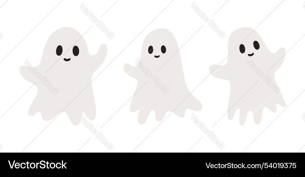 Cute waving ghosts halloween Royalty Free Vector Image