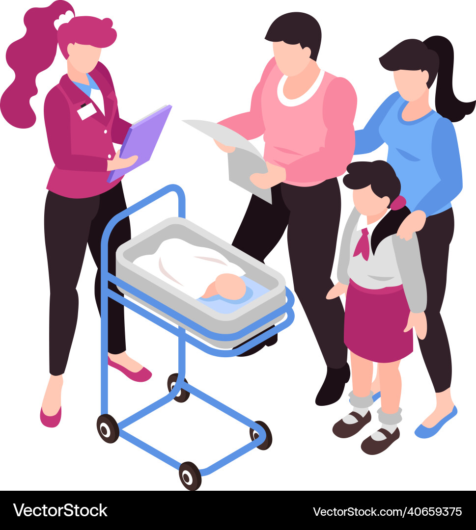 Happy adoption isometric composition Royalty Free Vector